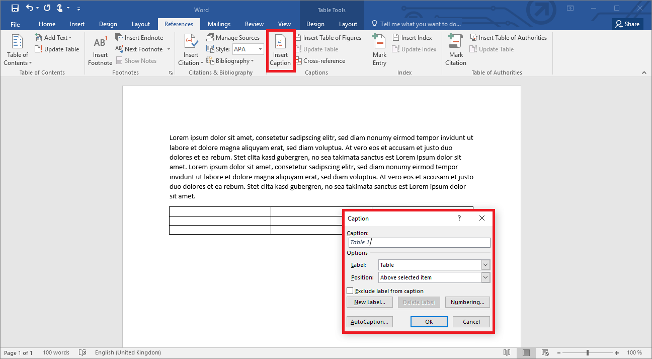 Cara Insert Caption Tabel Di Word IMAGESEE