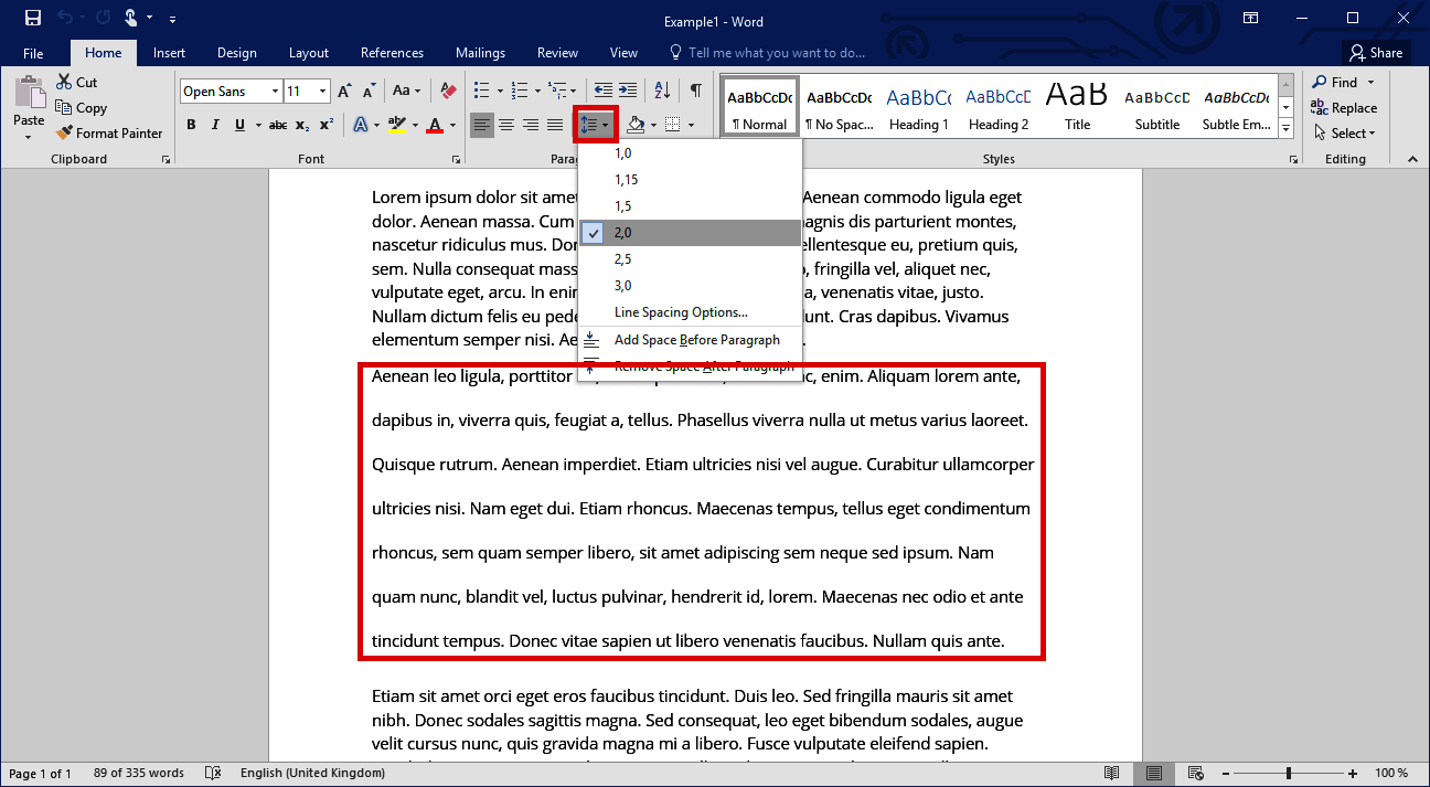 L’interligne dans Word, comment le modifier - IONOS