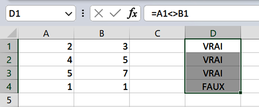 Comment utiliser le signe DIFFÉRENT DE sur Excel ? - IONOS
